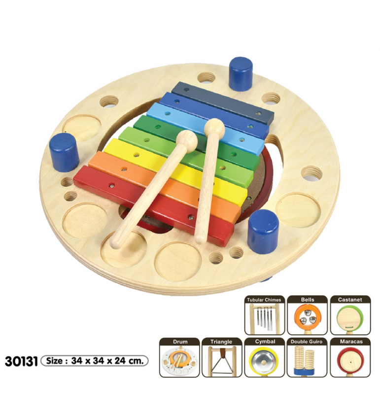 Music orchestra tray 10 wooden instruments