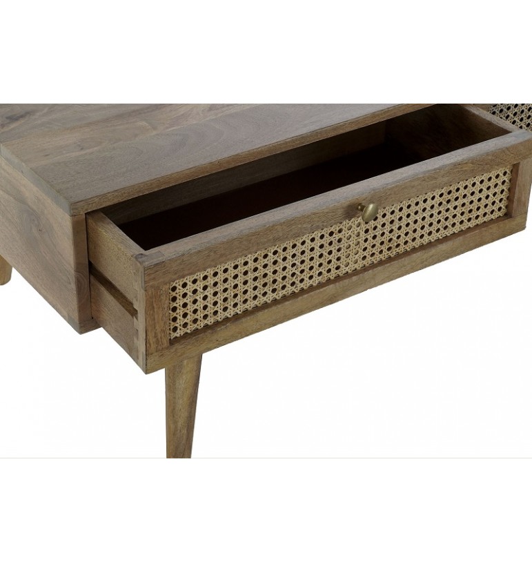 Table basse double face en rotin et bois de manguier