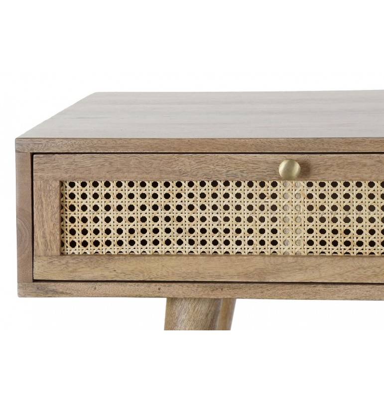 Table basse double face en rotin et bois de manguier