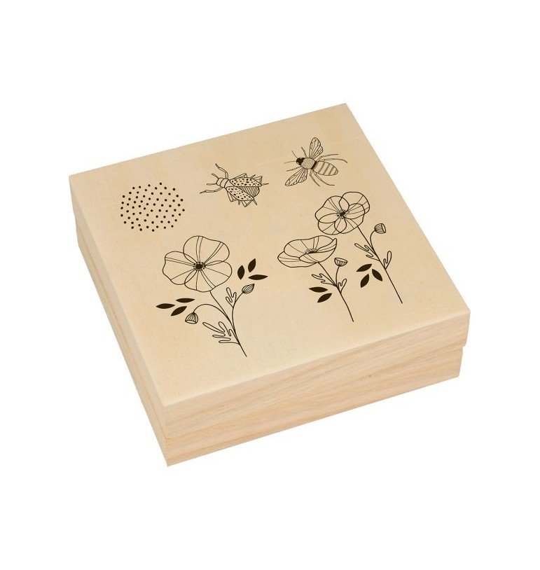 Tampons Coquelicots & Insectes coffret en bois
