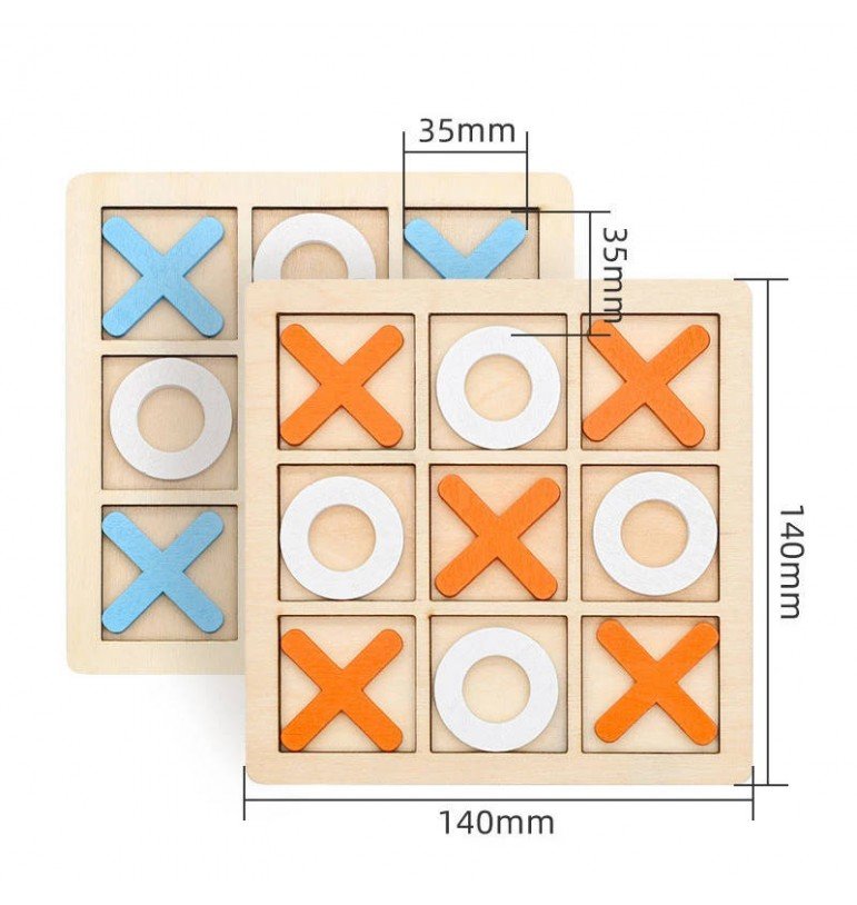 Jeu de morpions Bleus et Blancs en bois