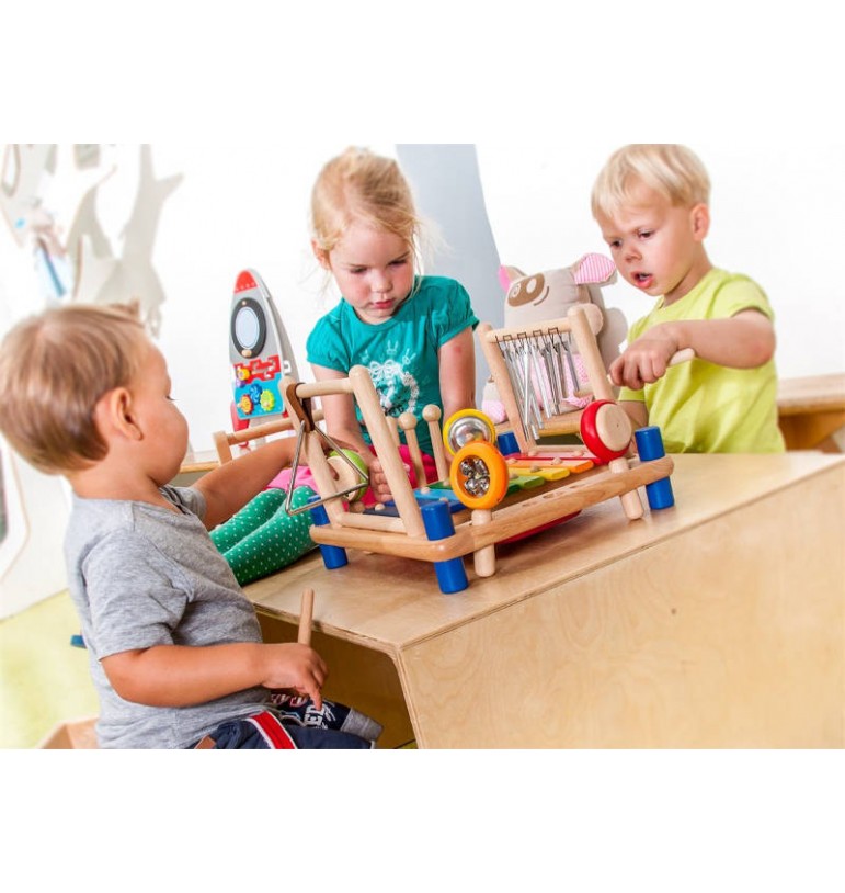 Wooden music table with 14 instruments