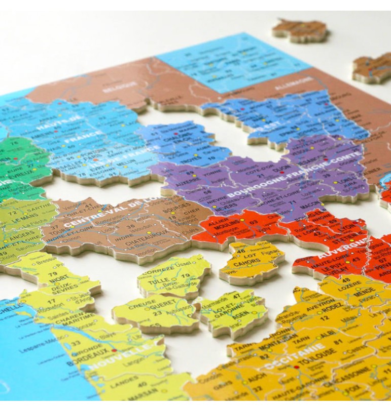 Jeu Puzzle Régions & Départements de France 100pcs en bois