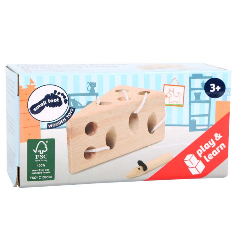 Mouse & Cheese wooden threading game