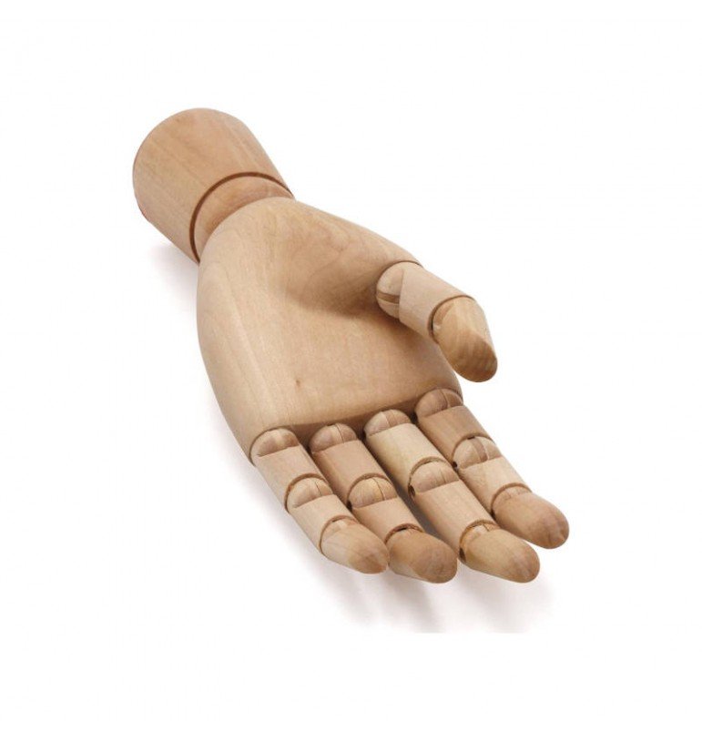 Main gauche articulée modèle de dessin 30cm en bois