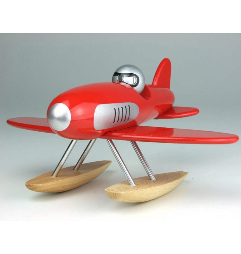 Jouet Hydravion rouge en bois
