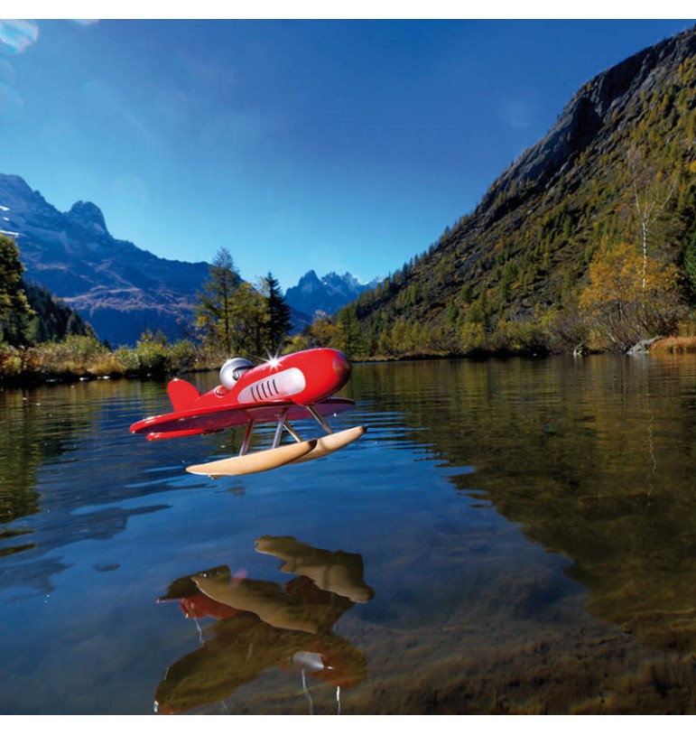 Jouet Hydravion rouge en bois