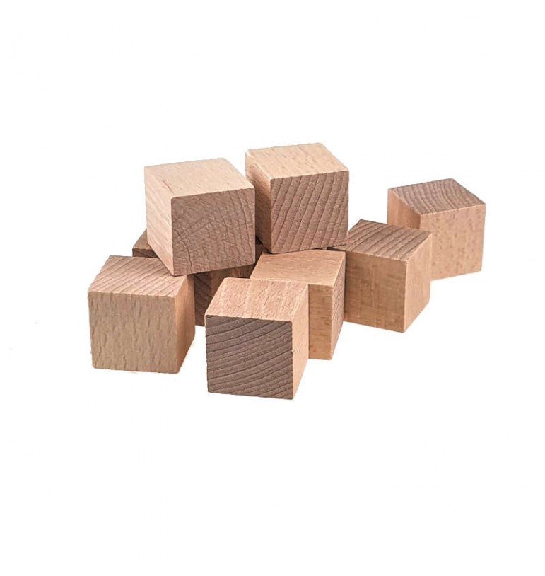 Cubes en bois de hêtre brut 30x30mm 50pcs