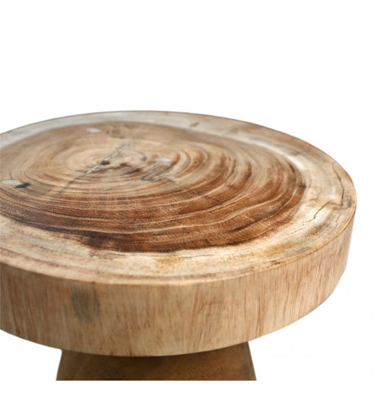 Tabouret rond en bois massif de munggur