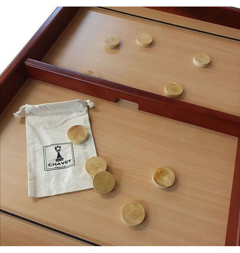 Jeu de glisse à palets & élastique en bois