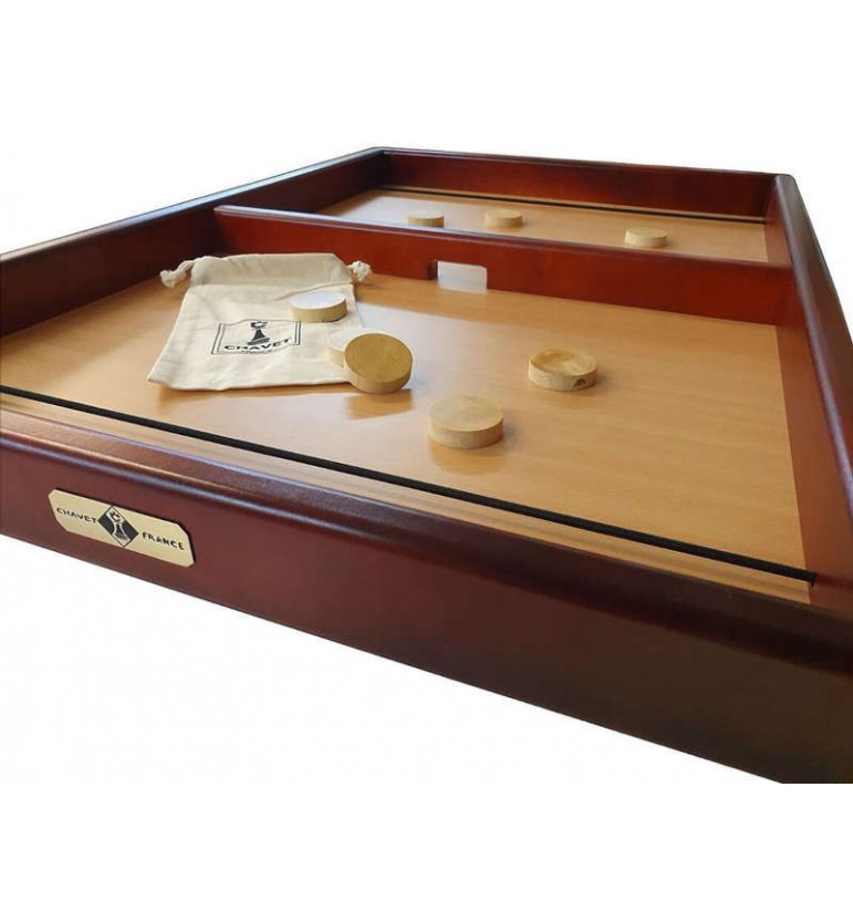 Jeu de glisse à palets & élastique en bois