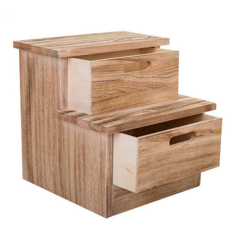 Step stool with wooden drawers