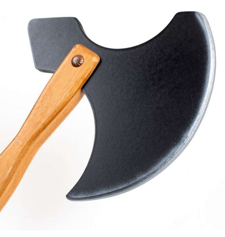 Painted medieval wooden toy axe