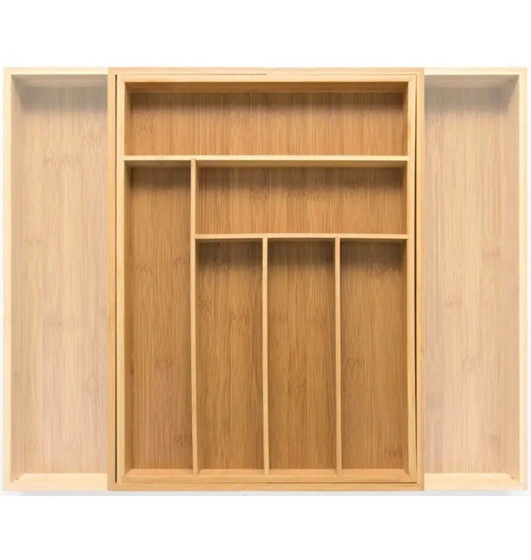 Expandable cutlery tray in bamboo 43cm