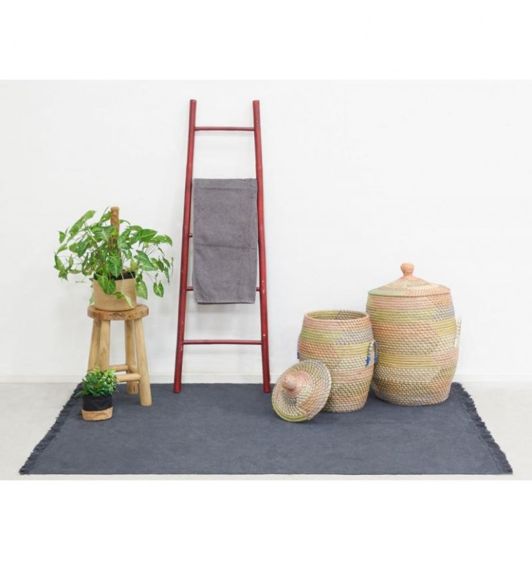 Curved red bamboo ladder