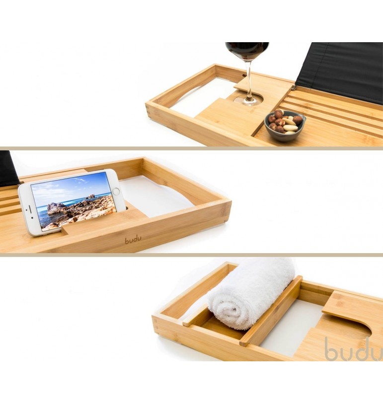 Plateau de baignoire universel en bambou