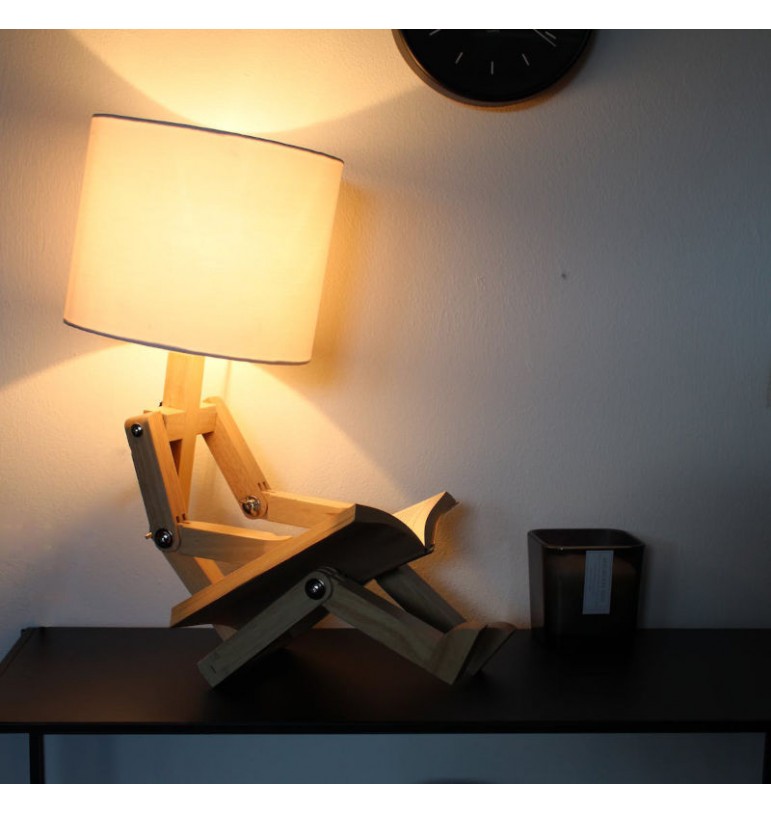 Emil articulated wooden man desk lamp