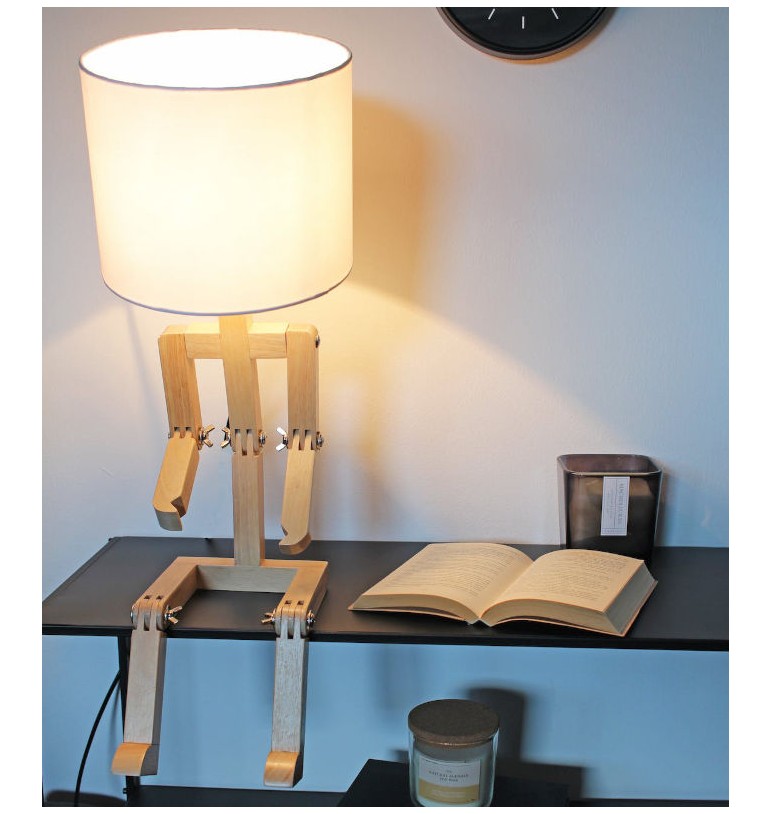Emil articulated wooden man desk lamp
